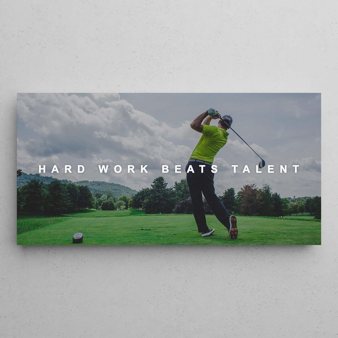 Golf Motivational Wall Art Hard Work Beats Talent Quote Poster for ...