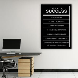 Cost of Success Wall Art Entrepreneur Office Decor Inspirational Sign ...