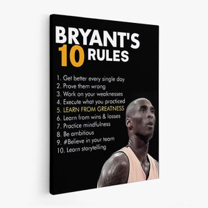 Kobe Bryant Poster 10 Rules of Success Wall Art Motivational Decor ...