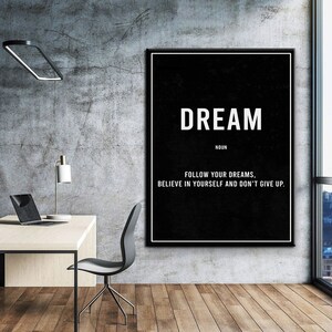 Dream Noun Wall Art Office Decor Inspirational Canvas Definition Art ...