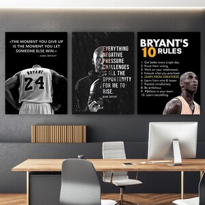 3 Piece Kobe Bryant Wall Art Motivational Basketball Poster Kobe Bryant ...