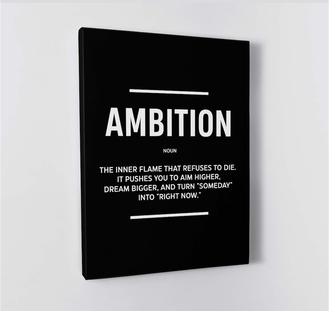 Ambition Poster Motivational Definition Prints Minimalist Office Wall ...