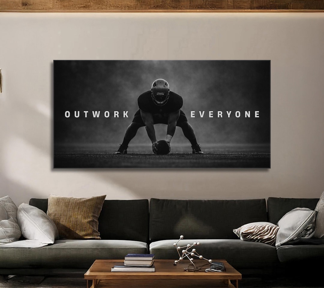 Outwork Everyone Poster Motivational Football Wall Art for Teens Room ...