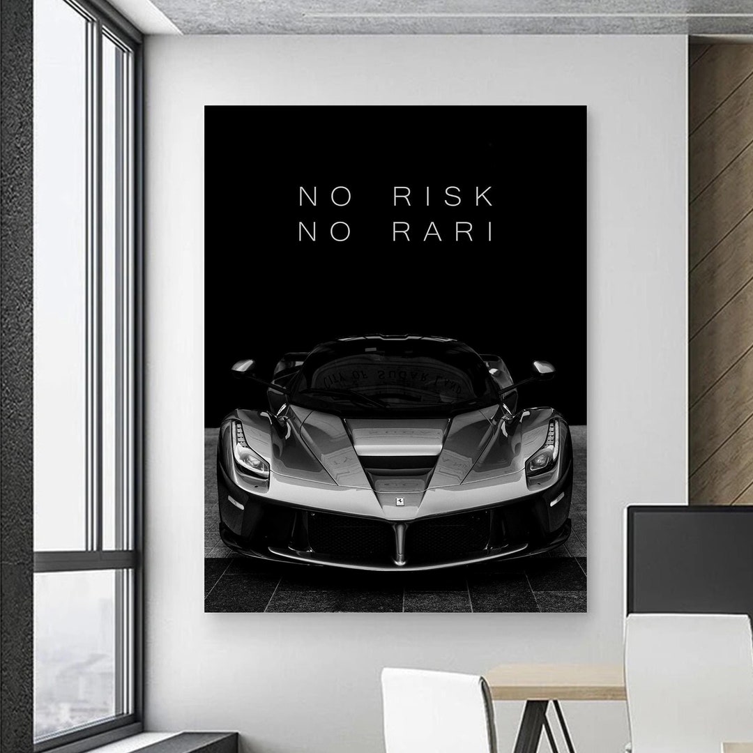 No Risk No Rari Wall Art Motivational Canvas for Office Decor Sport Car ...