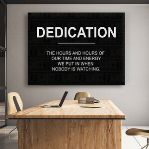 Dedication Canvas Motivational Wall Art Quotes for Workspace Decor ...