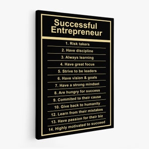 Entrepreneur Canvas Inspirational Wall Art for Office Decor Success ...