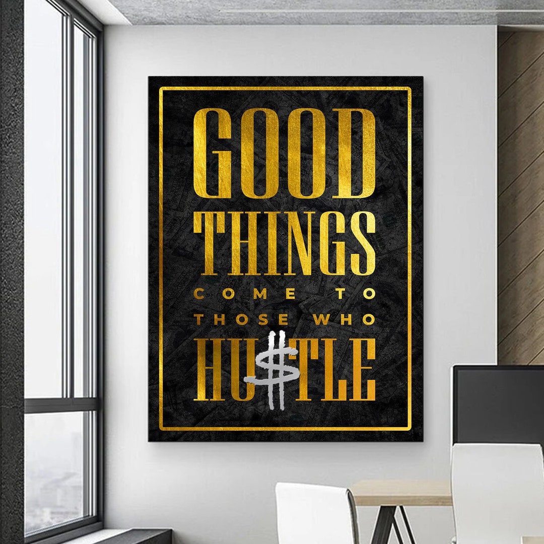 Hustle Quotes Poster Inspirational Wall Art for Entrepreneur Canvas ...