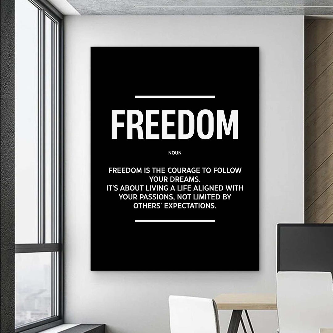 Freedom Canvas Definition Prints Motivational Wall Art for Office Decor ...