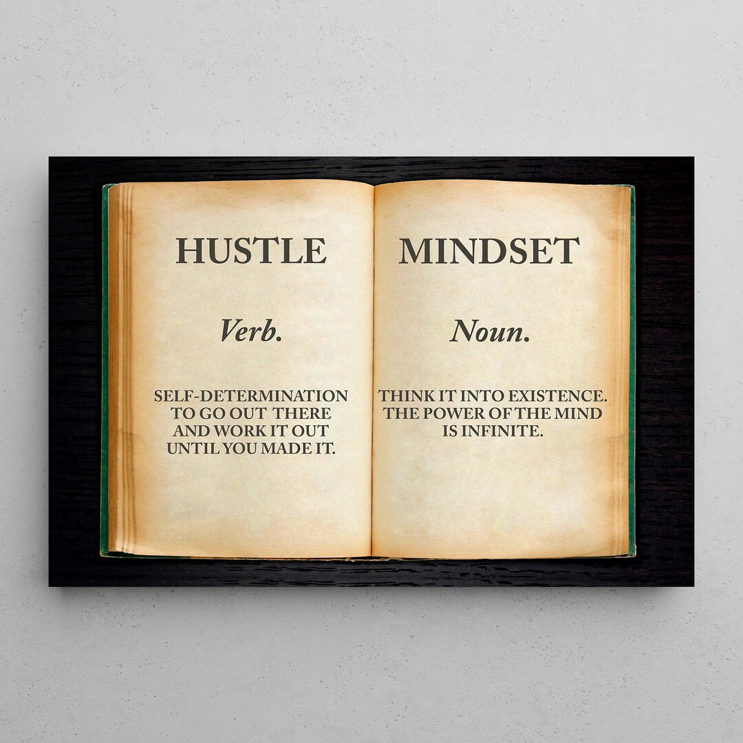 Hustle Quote Poster Mindset Wall Art Inspirational Definition Prints ...