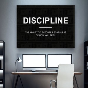 Discipline Quote Motivational Wall Art, Office Sign Decor, Discipline ...