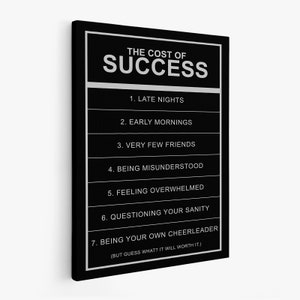 Cost of Success Wall Art Entrepreneur Office Decor Inspirational Sign ...