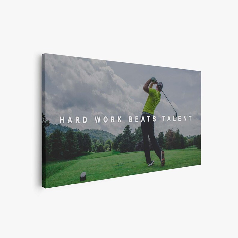 Golf Motivational Wall Art Hard Work Beats Talent Quote Poster for ...
