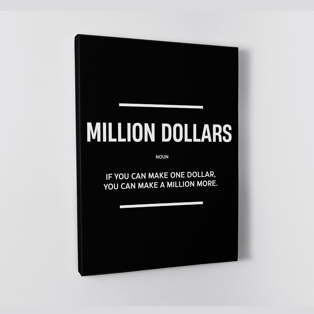 Million Dollars Poster Motivational Definition Canvas for Office Wall ...