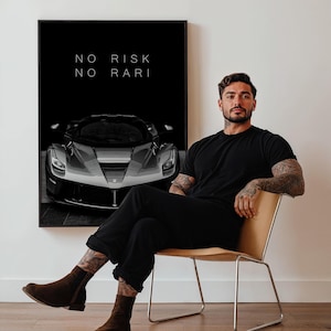 No Risk No Rari Wall Art Motivational Canvas for Office Decor Sport Car ...
