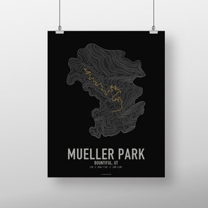 Mueller Park Trail Bountiful, UT MTB Trail Map Printable 16x20 Topo Map ...