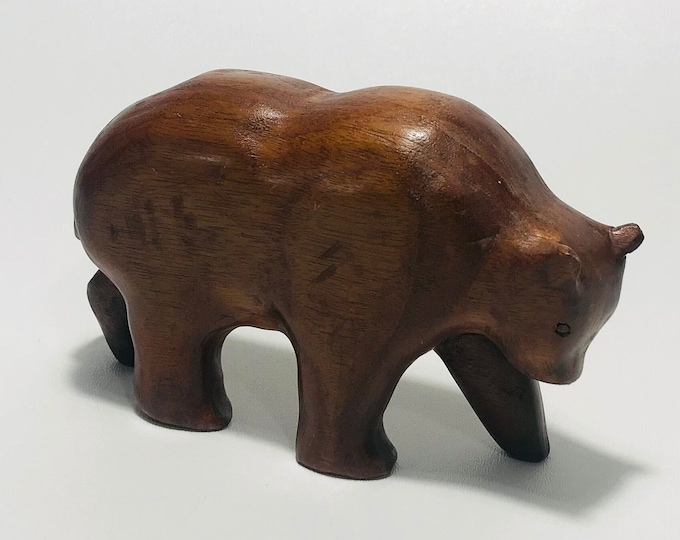 Early Bear Figurine Wood Inuit Carving Vintage Eskimo Art Carved Wooden ...