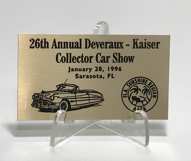 Vintage Classic Car Show Dashboard Plaque Collector Car Show Devereaux ...