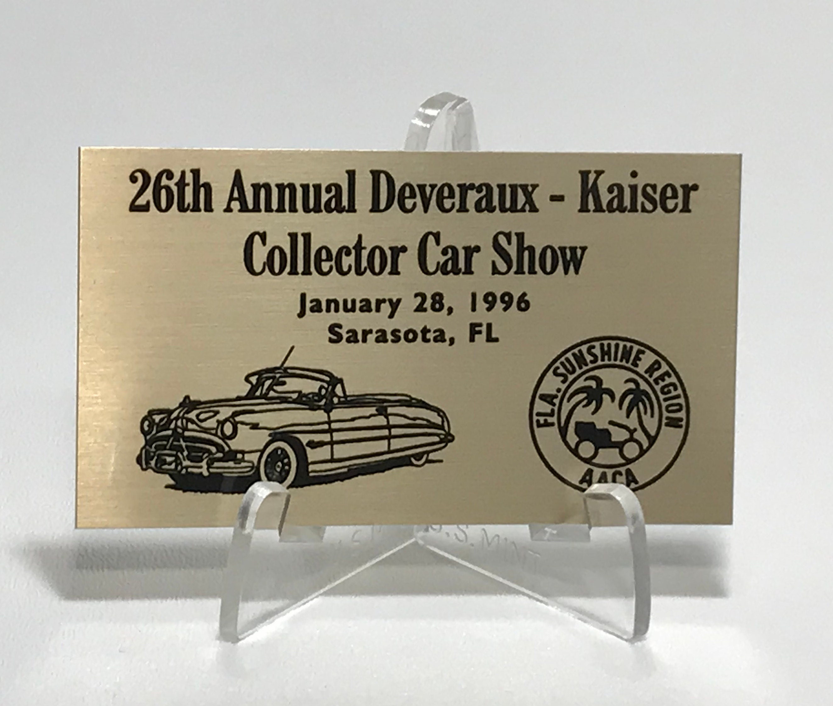 Vintage Classic Car Show Dashboard Plaque Collector Car Show Devereaux ...