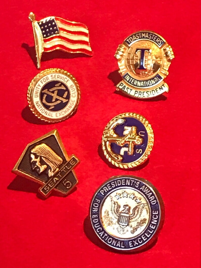 Vintage Service & Organization Award Lapel Button Brooch Pins - Etsy