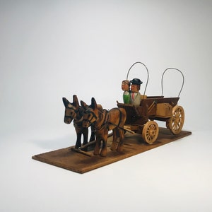 Vintage German Wood Covered Wagon Model Folk-art Miniature Hand Carved ...