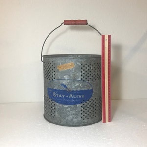 Vintage Fishing Pail STAY-ALIVE Metal Fish Bait Bucket - Etsy