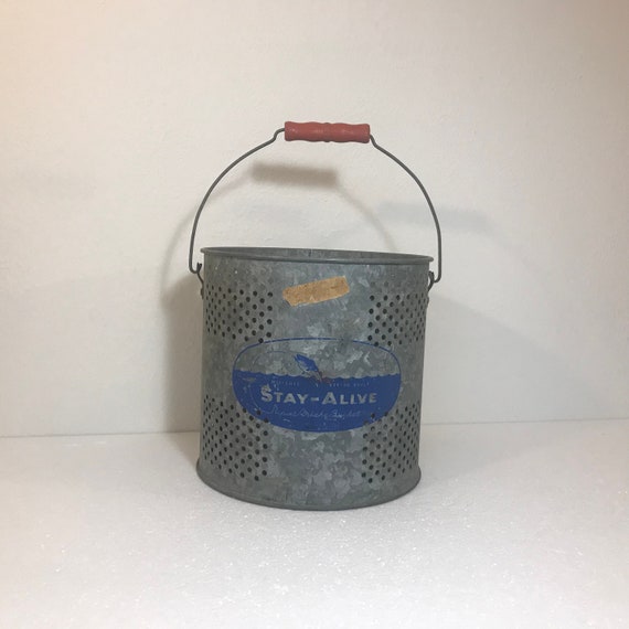 Vintage Fishing Pail STAY-ALIVE Metal Fish Bait Bucket - Etsy