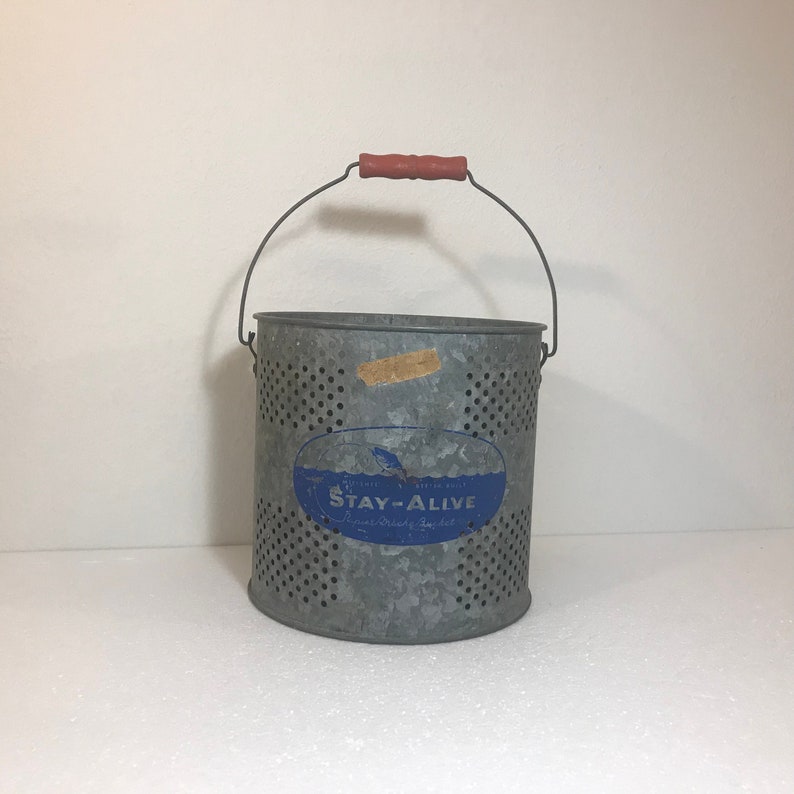 Vintage Fishing Pail STAY-ALIVE Metal Fish Bait Bucket - Etsy