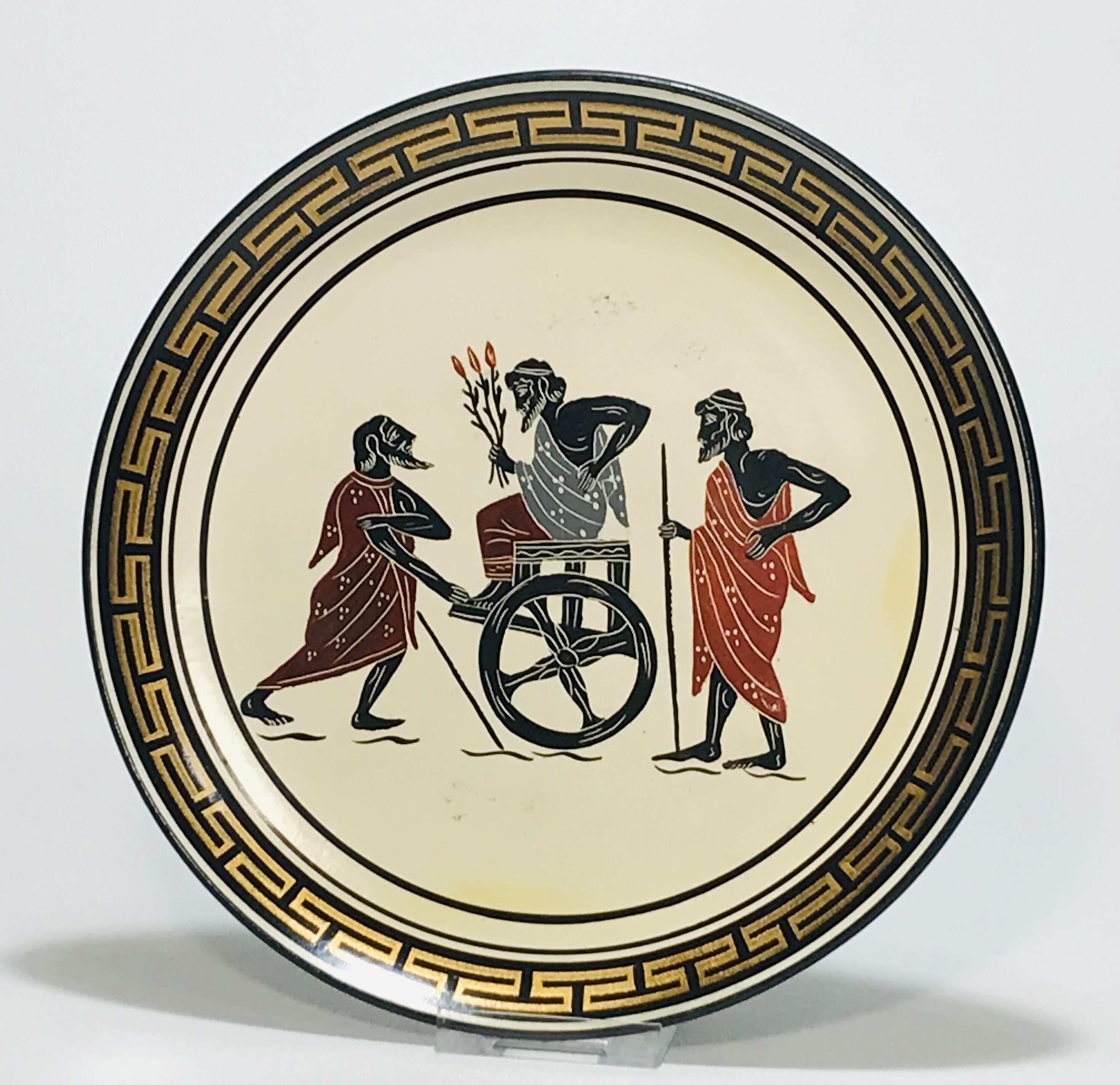 Vintage Kutahia Greek Mythology Terracotta Plate SET Handmade in Greece ...