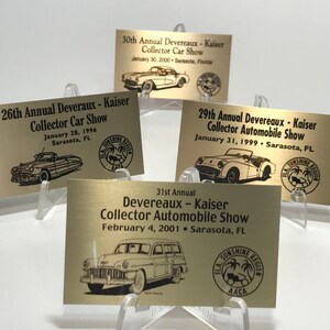 Vintage Classic Car Show Dashboard Plaque Collector Car Show Devereaux ...