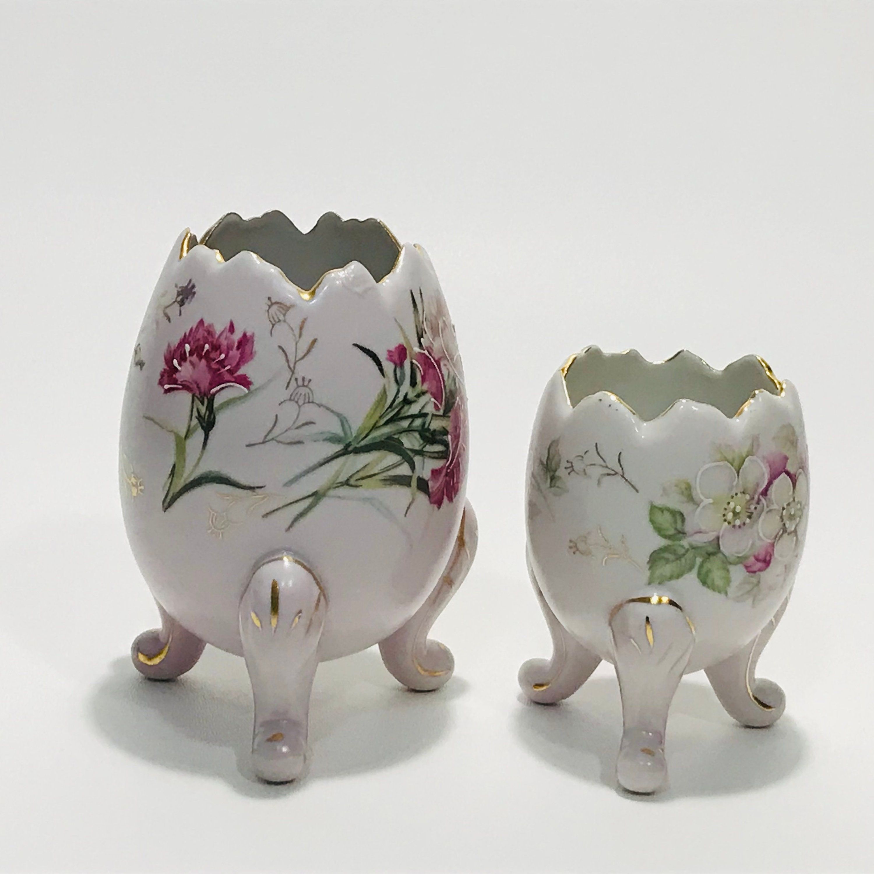 Cracked Egg Cup Footed Vase Vintage Ceramic Broken Eggshell Container ...