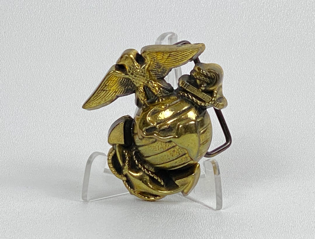 Vintage Belt Buckle USMC Eagle Globe Anchor Solid Brass Marine Corps ...