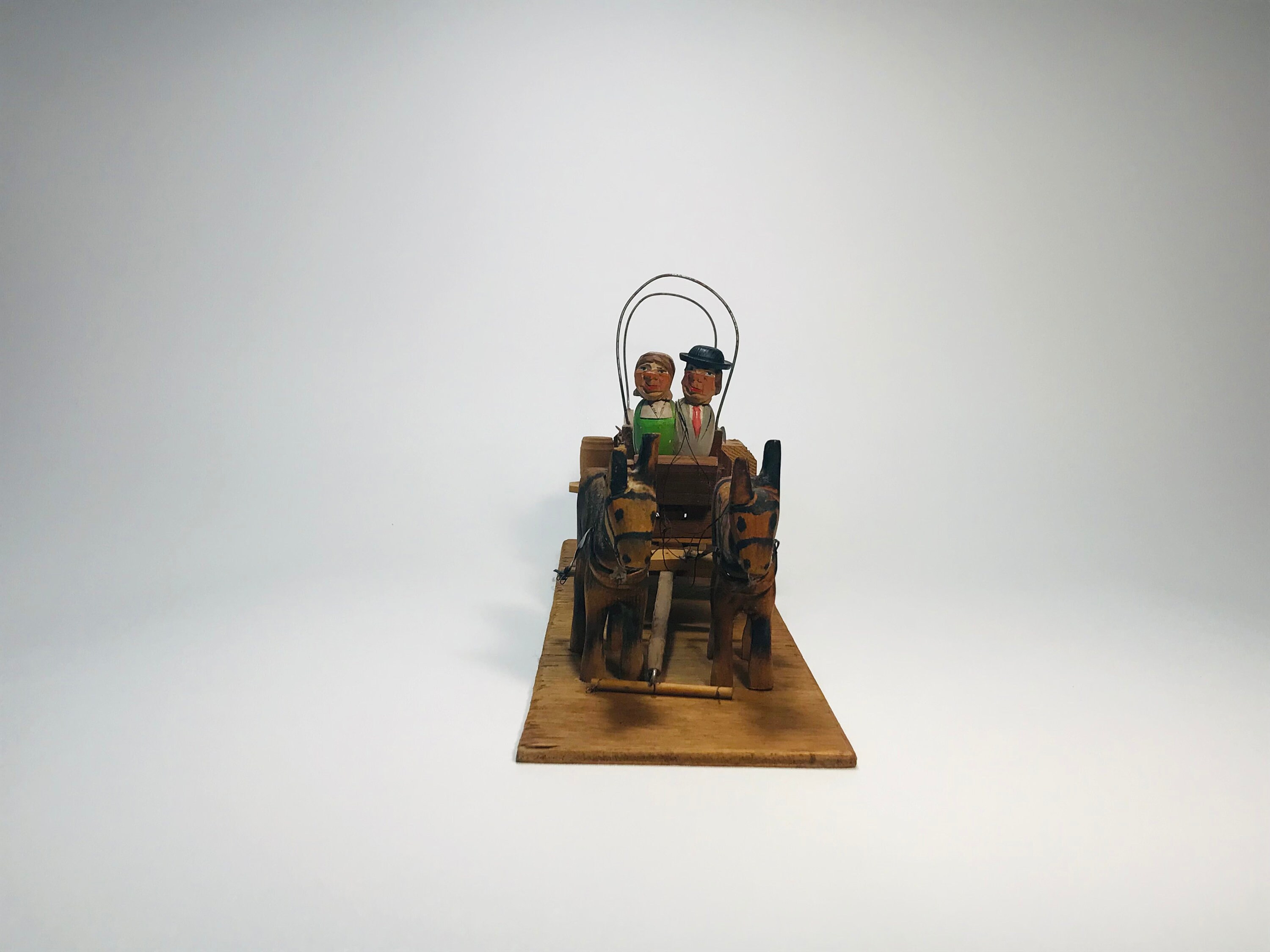 Vintage German Wood Covered Wagon Model Folk-art Miniature Hand Carved ...