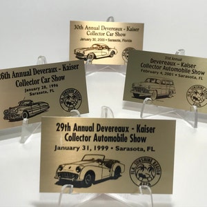 Vintage Classic Car Show Dashboard Plaque Collector Car Show Devereaux ...