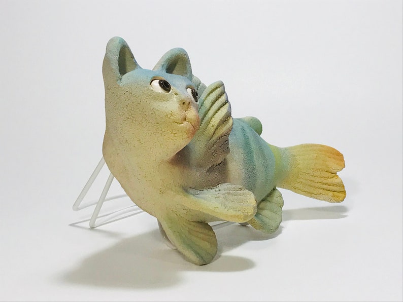 Original Cat Sculpture Catfish Wall Figurine Original Fine Art - Etsy
