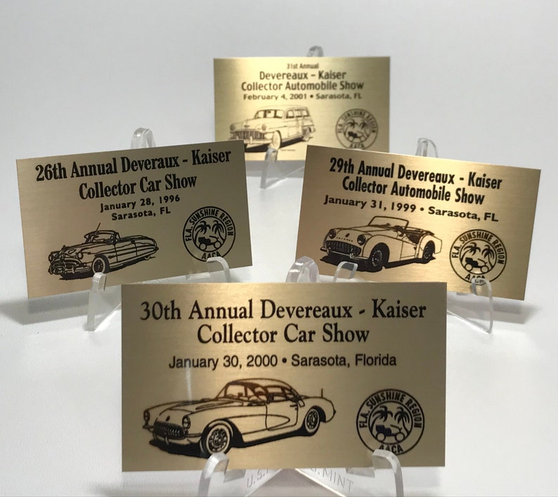 Vintage Classic Car Show Dashboard Plaque Collector Car Show Devereaux ...