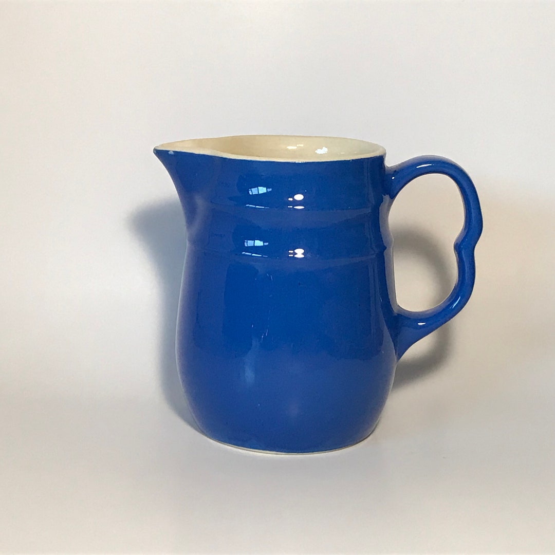 Vintage Farmhouse Collectible Blue Milk Water Cream Pitcher Oxford ...