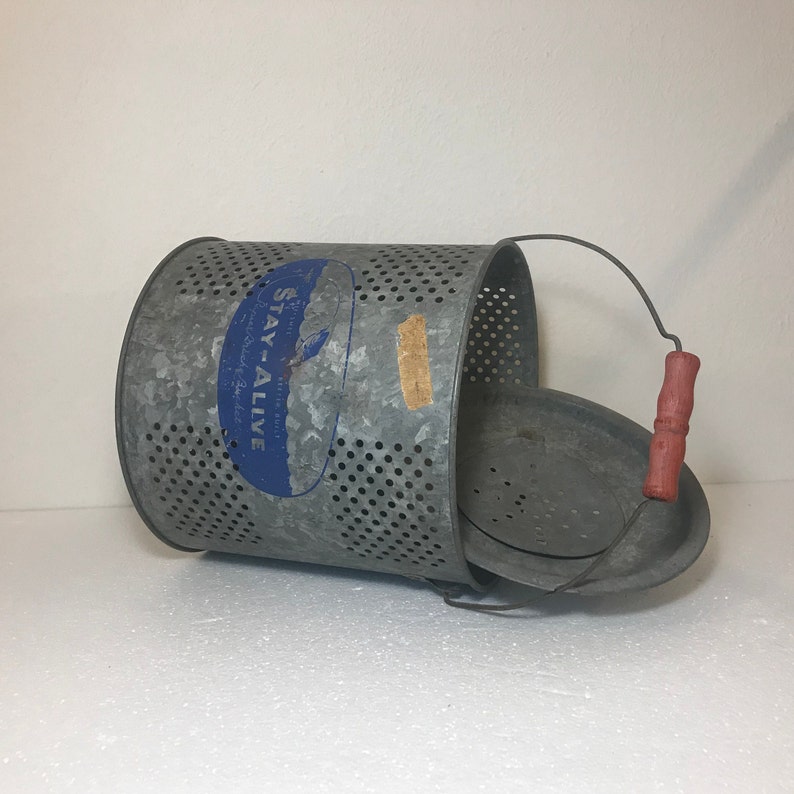 Vintage Fishing Pail STAY-ALIVE Metal Fish Bait Bucket - Etsy
