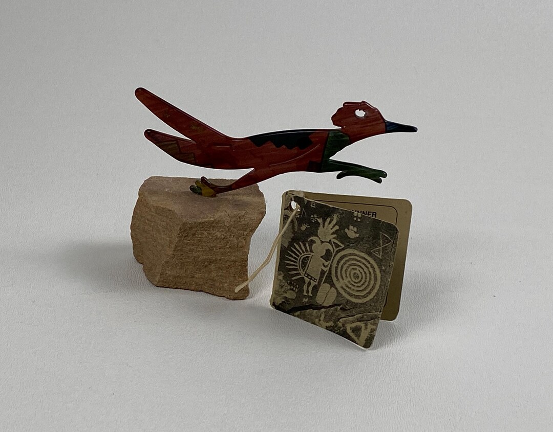 Roadrunner Metal Sculpture on Sandstone Base Lazart Native American ...