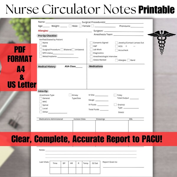 Pacu Report Sheet - Etsy