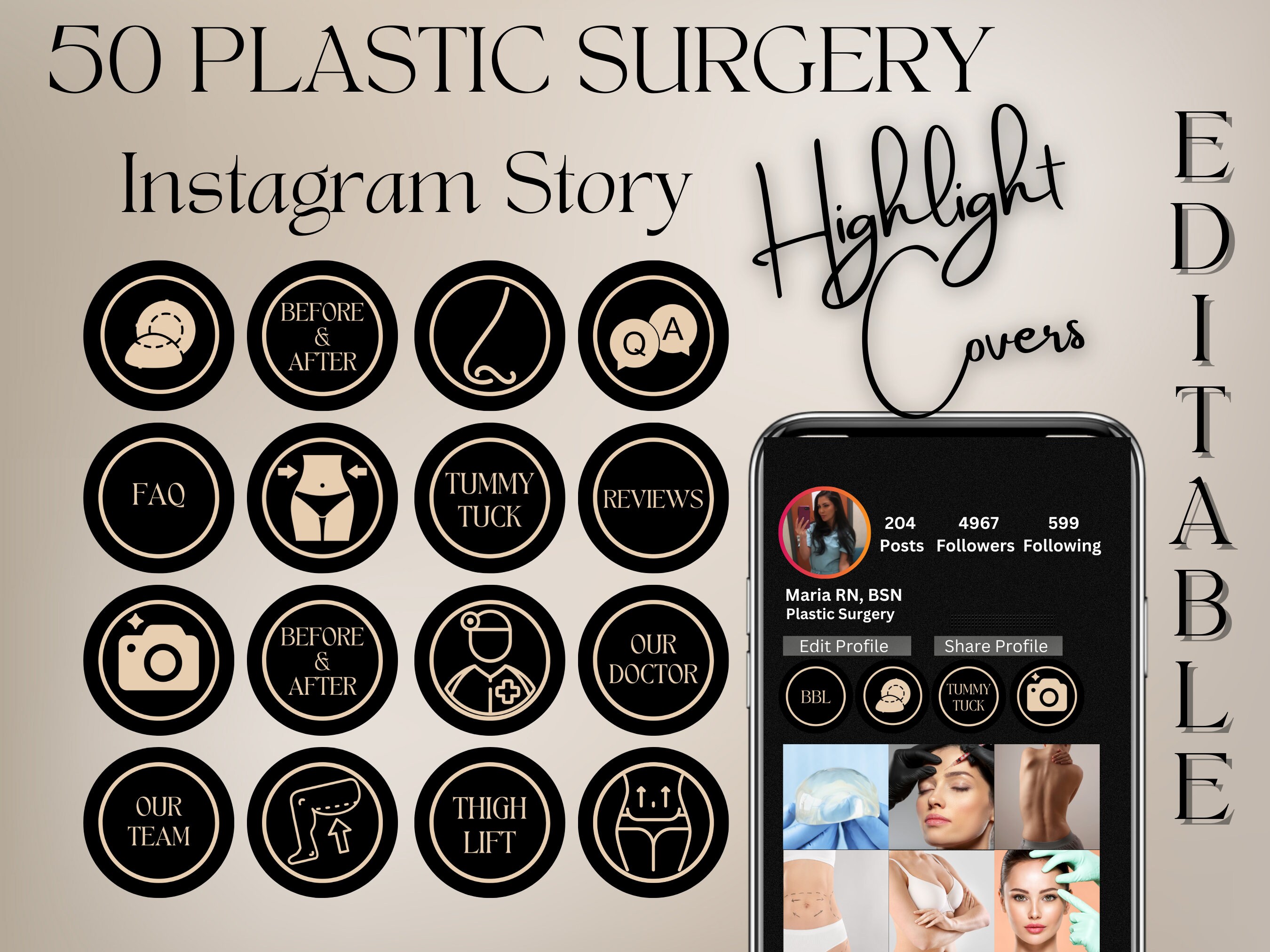 Plastic Surgery Instagram Highlight Covers Instagram Story Templates ...