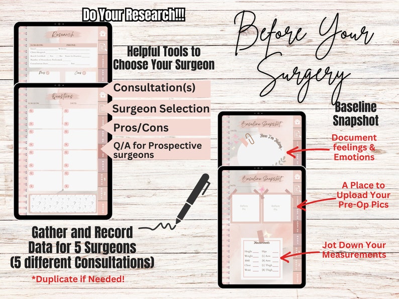 Plastic Surgery Planner Cosmetic Surgery Journal Surgical Checklist ...
