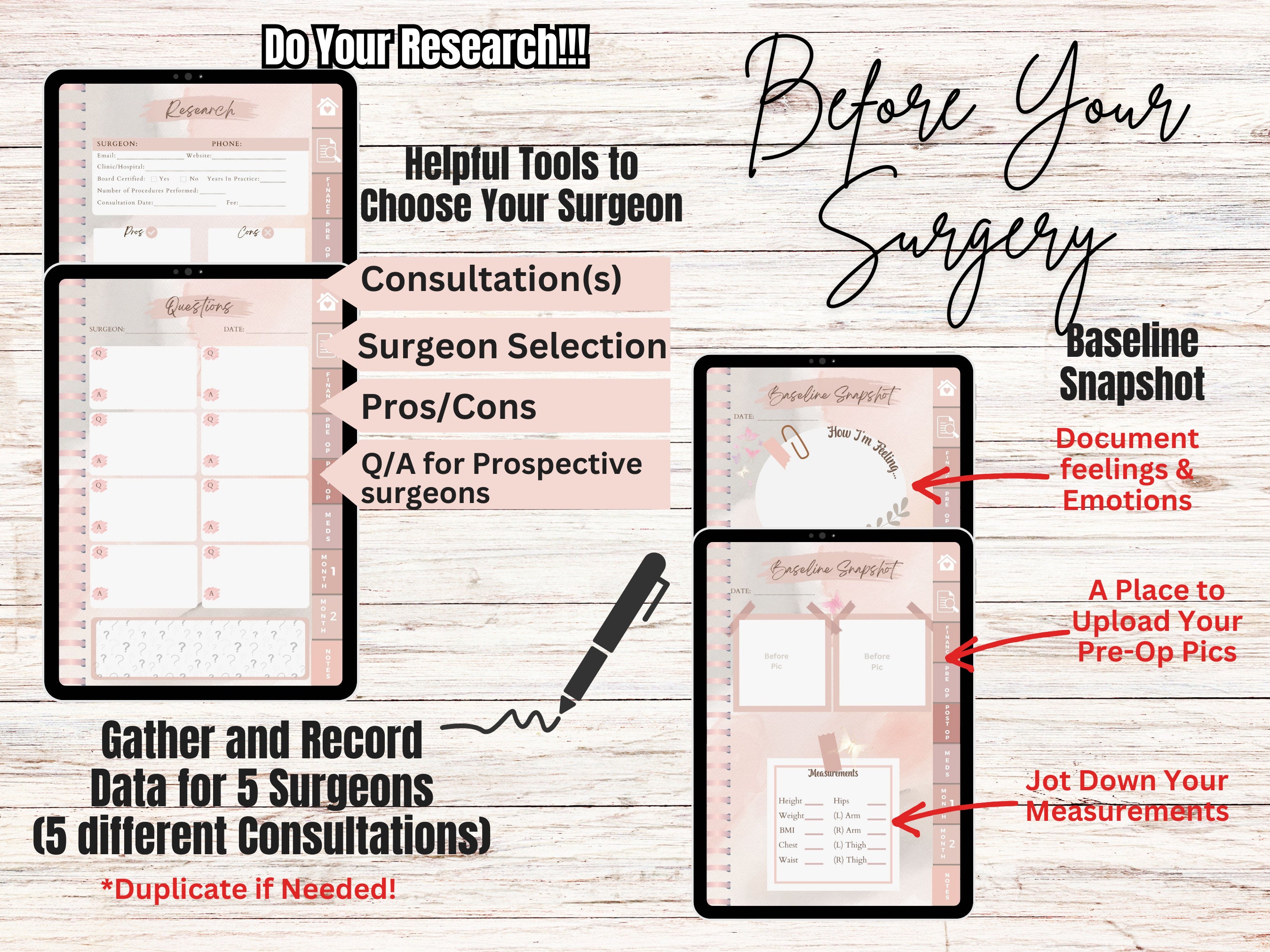 Plastic Surgery Planner Cosmetic Surgery Journal Surgical Checklist ...