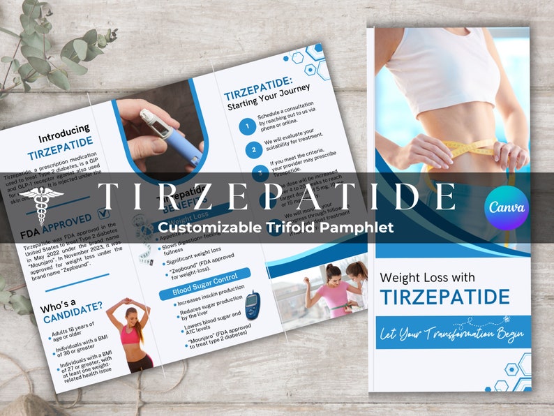 Tirzepatide Weight Loss Trifold Brochure | Patient Education, Editable ...