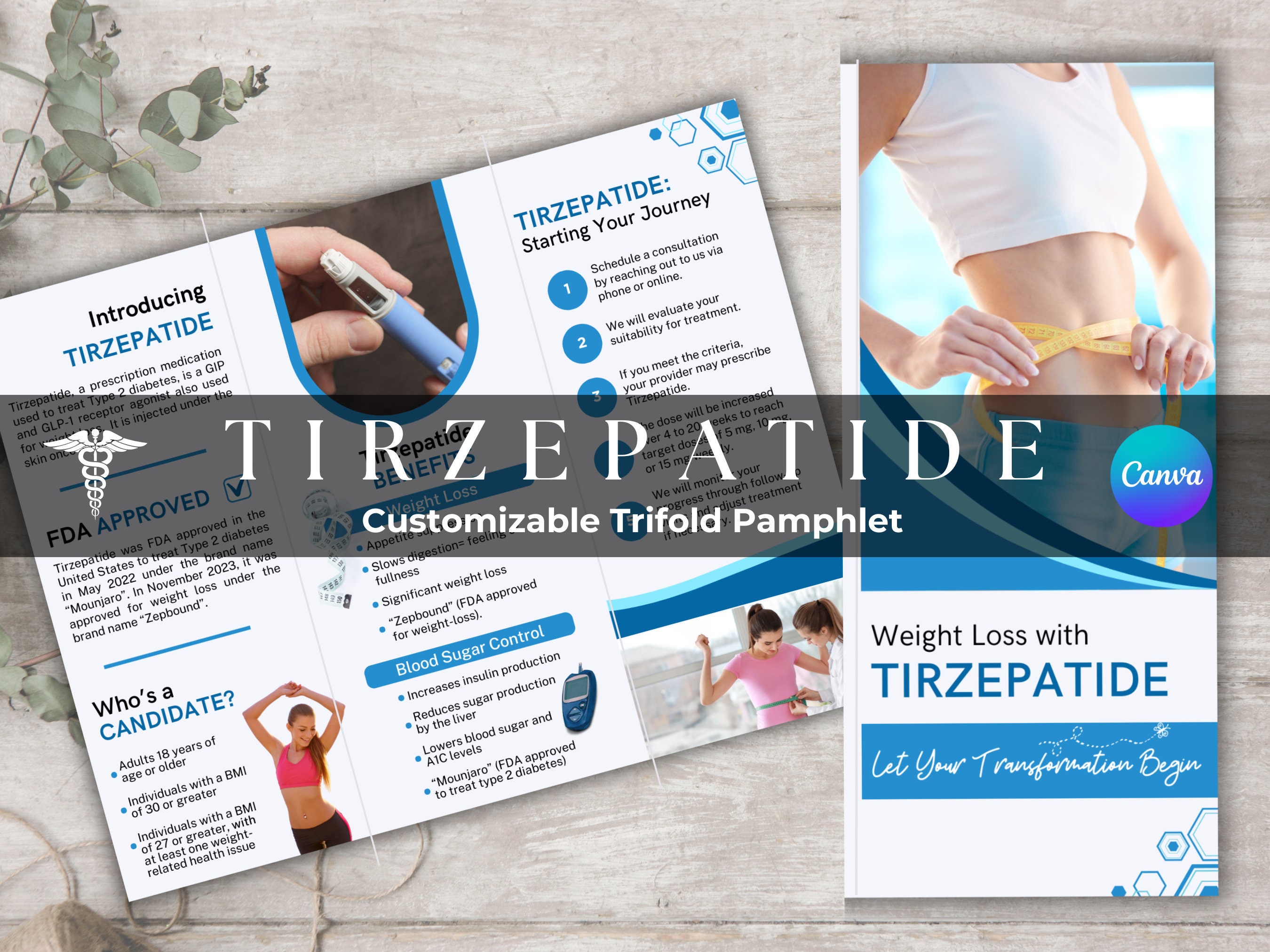 Tirzepatide Weight Loss Trifold Brochure | Patient Education, Editable ...