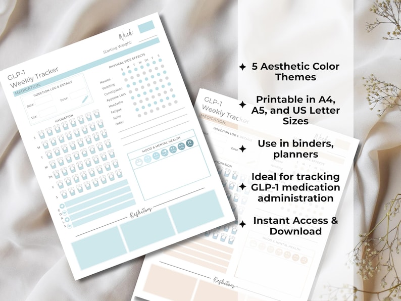 GLP-1 Injection Tracker: Weight Loss & Symptom Management (printable ...
