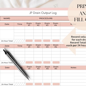 Post Op Tracker Bundle: Surgical Drain, Medication, BP (printable PDF ...
