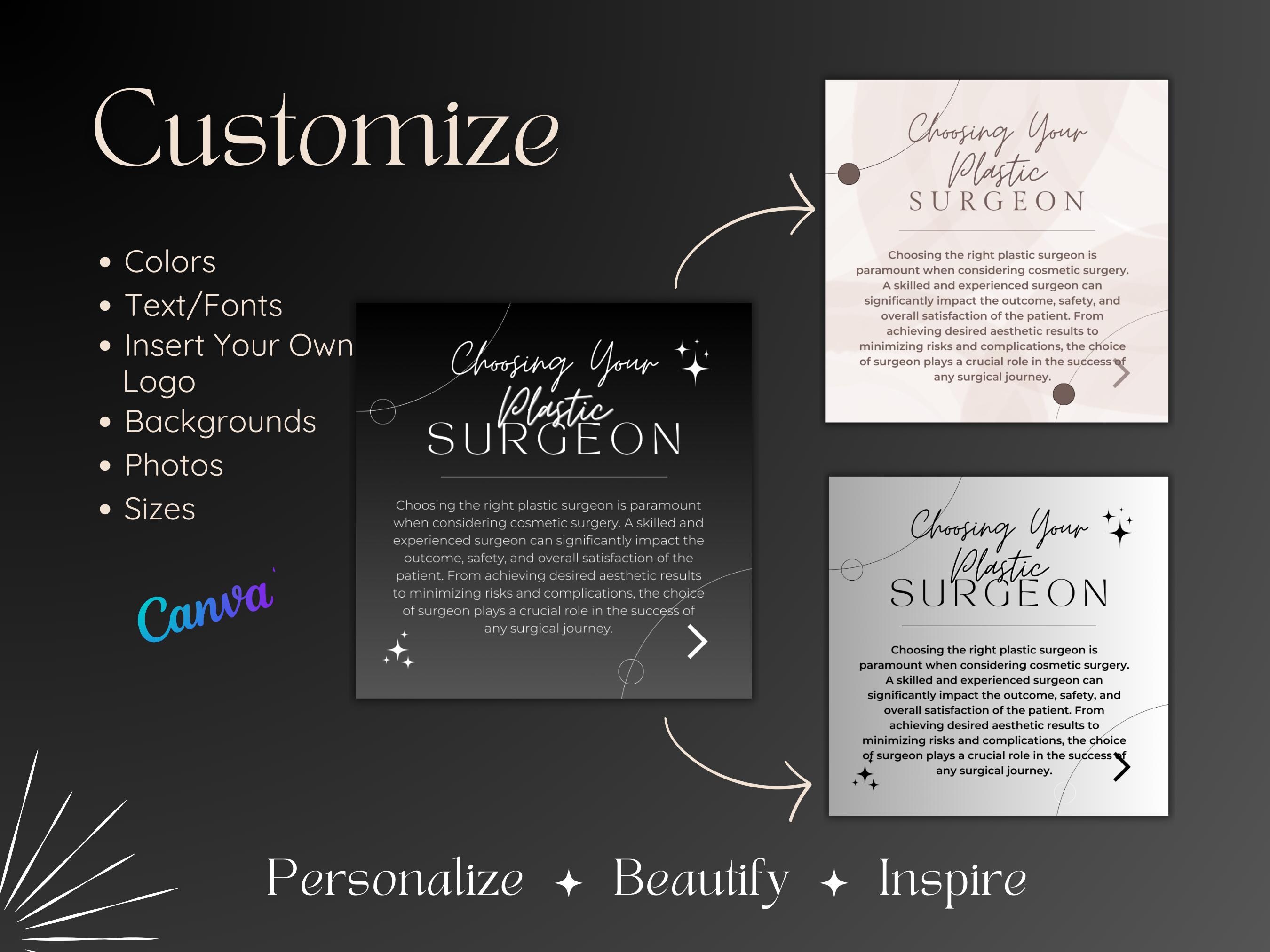 Tummy Tuck Instagram Templates: Plastic Surgery Social Media (100 ...