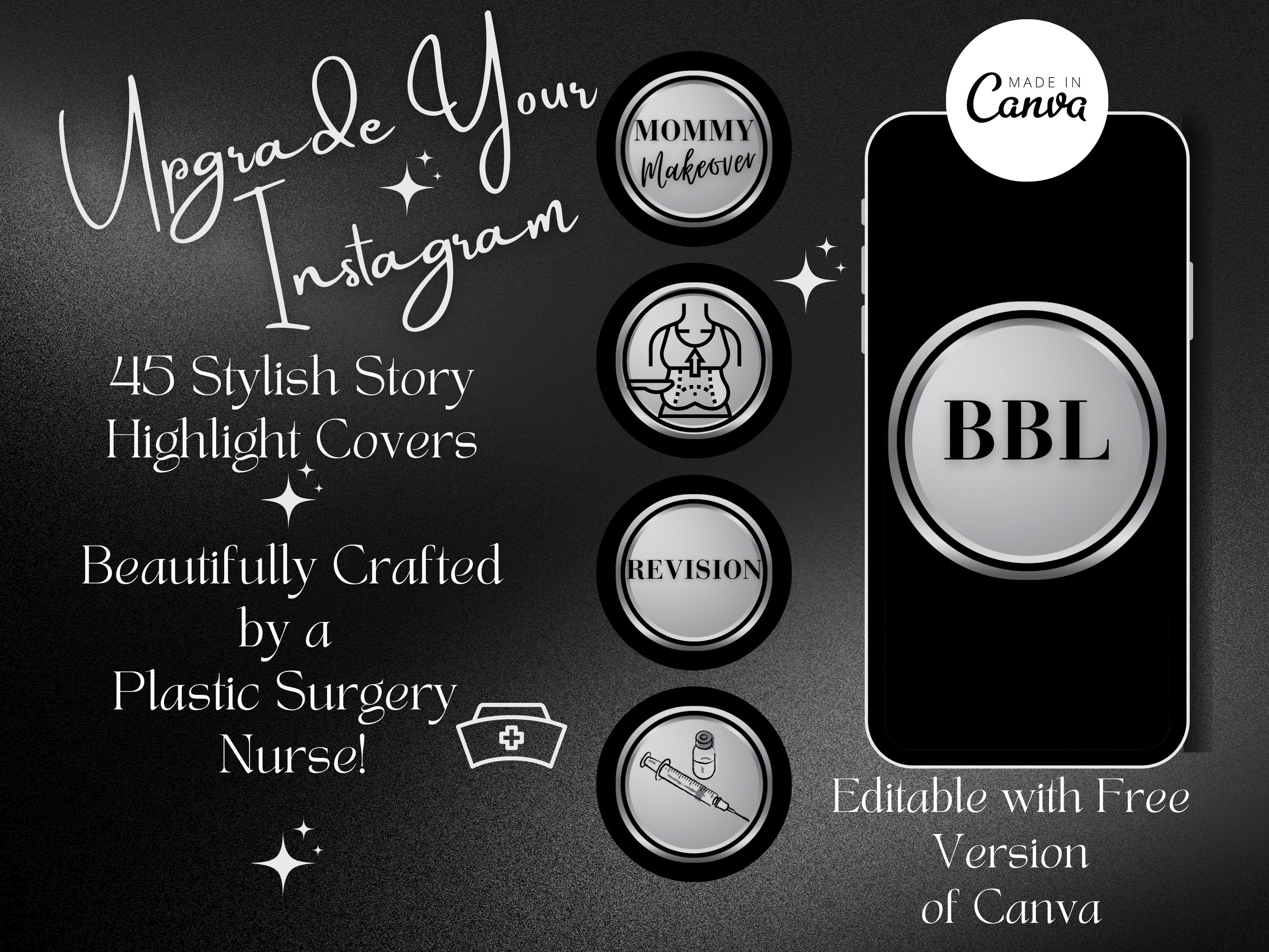 Plastic Surgery Instagram Highlight Covers Canva Template Cosmetic ...