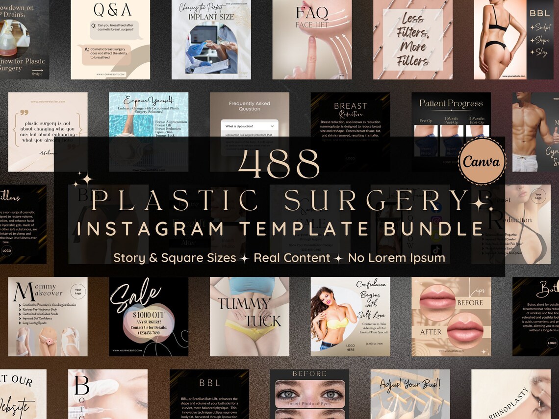 Plastic Surgery Instagram Templates Plastic Surgery Post Ideas Cosmetic ...