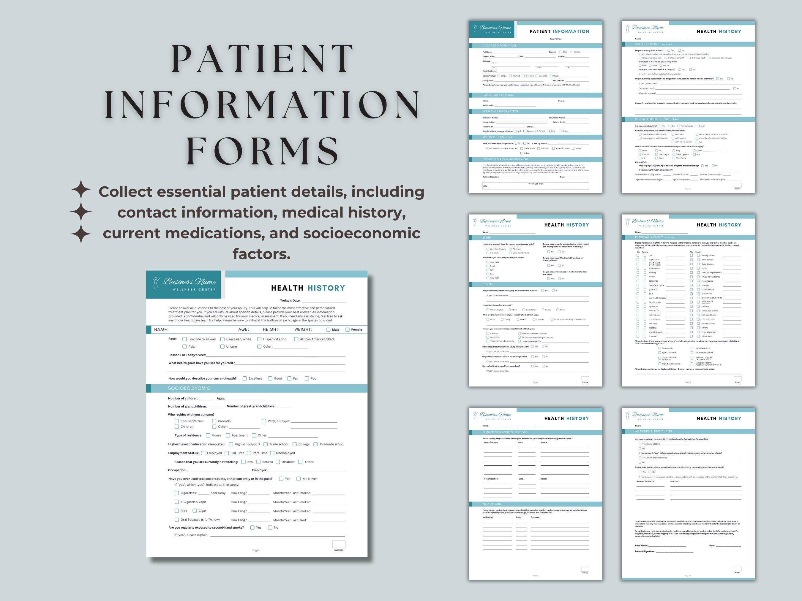 GLP1 Weight Loss Forms: Patient Intake, Semaglutide Bundle (canva ...